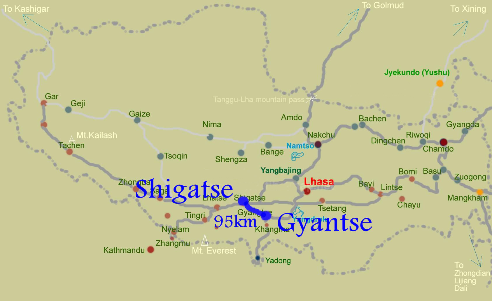 Gyantse Maps, Maps of Gyantse Tibet, Gyantse Travel Maps